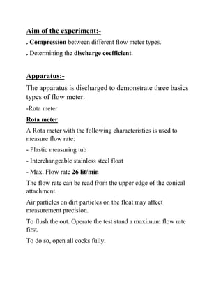 Fluid mechanic lab experiment | PDF