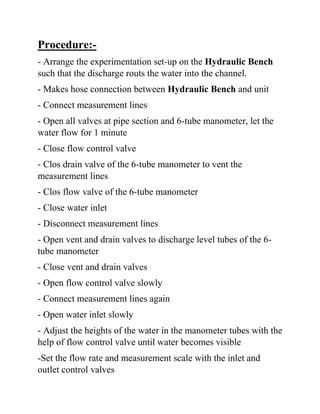 Fluid mechanic lab experiment | PDF