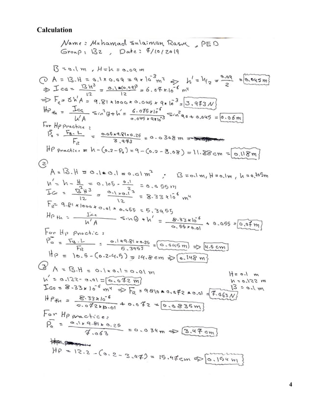 Fluid Mechanic Lab - Hydrostatic Pressure | PDF