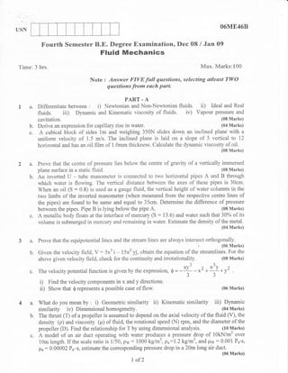 Fluid mechanics Question papers | PDF
