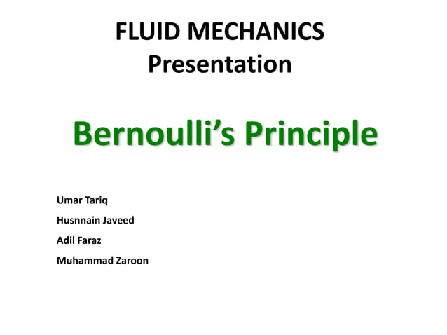 Bernoulli's Principle | PPTX | Physics | Science