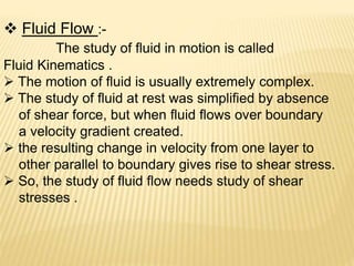 Fluid mechanics - Motion of Fluid Particles and Stream | PPTX