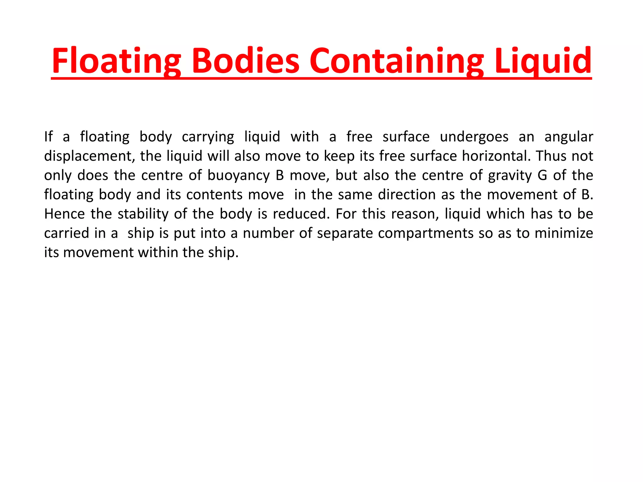 Stability of Submerged Bodies in Fluid | PPTX