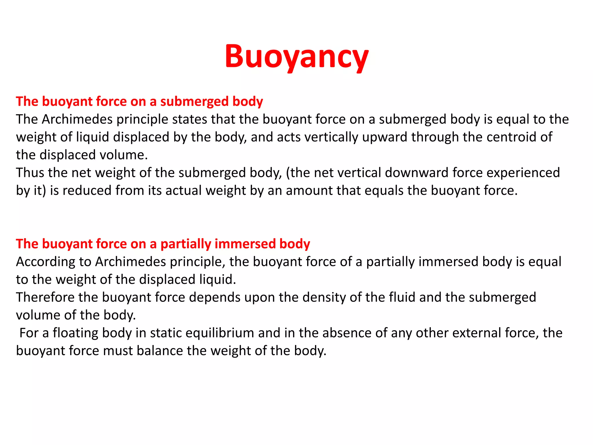 Stability of Submerged Bodies in Fluid | PPTX