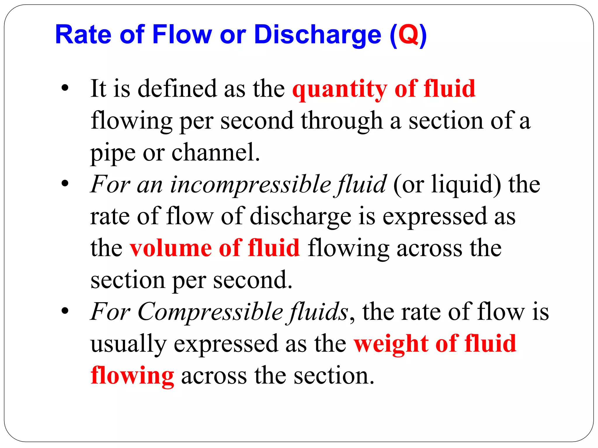 Fluid mechanics - Applications of continuity equation | PPTX