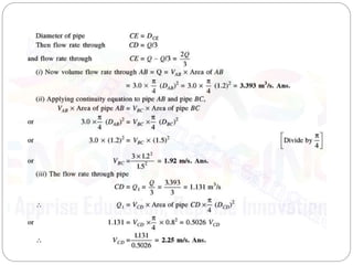Fluid mechanics - Applications of continuity equation | PPTX