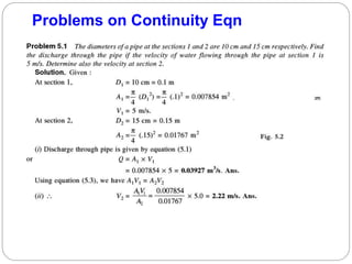 Fluid mechanics - Applications of continuity equation | PPTX