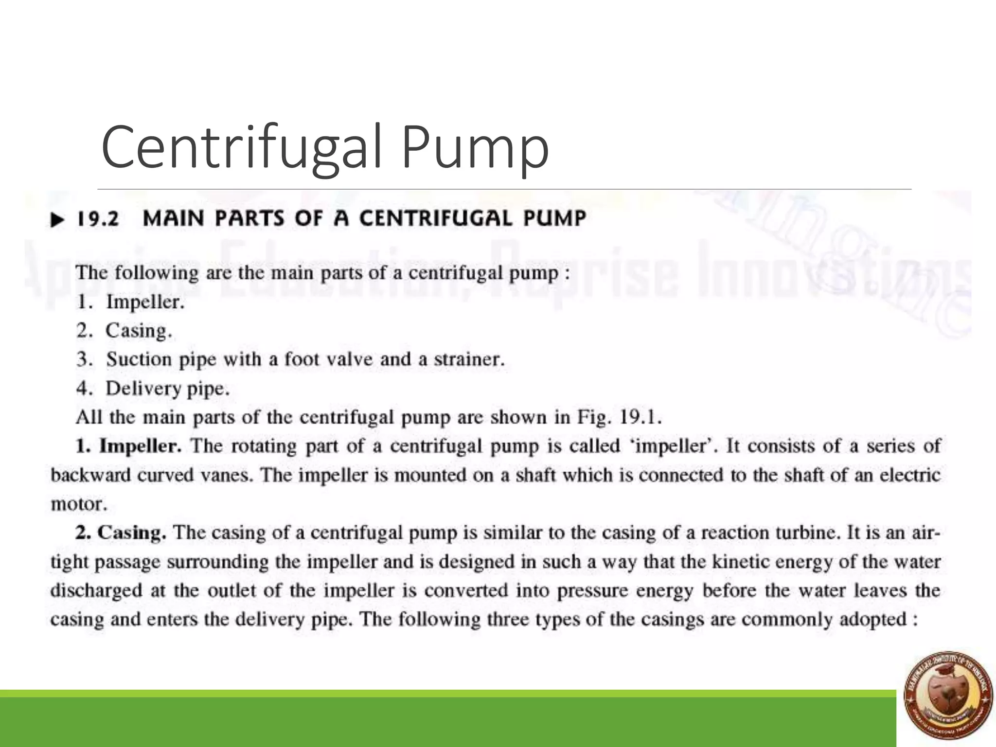 Fluid mechanics- Problems on Centrifugal pumps | PPTX