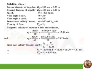 Fluid mechanics- Problems on Centrifugal pumps | PPTX
