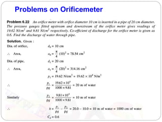 Fluid mechanics - Problems on Orificemeter and Inclined Venturimeter | PPTX
