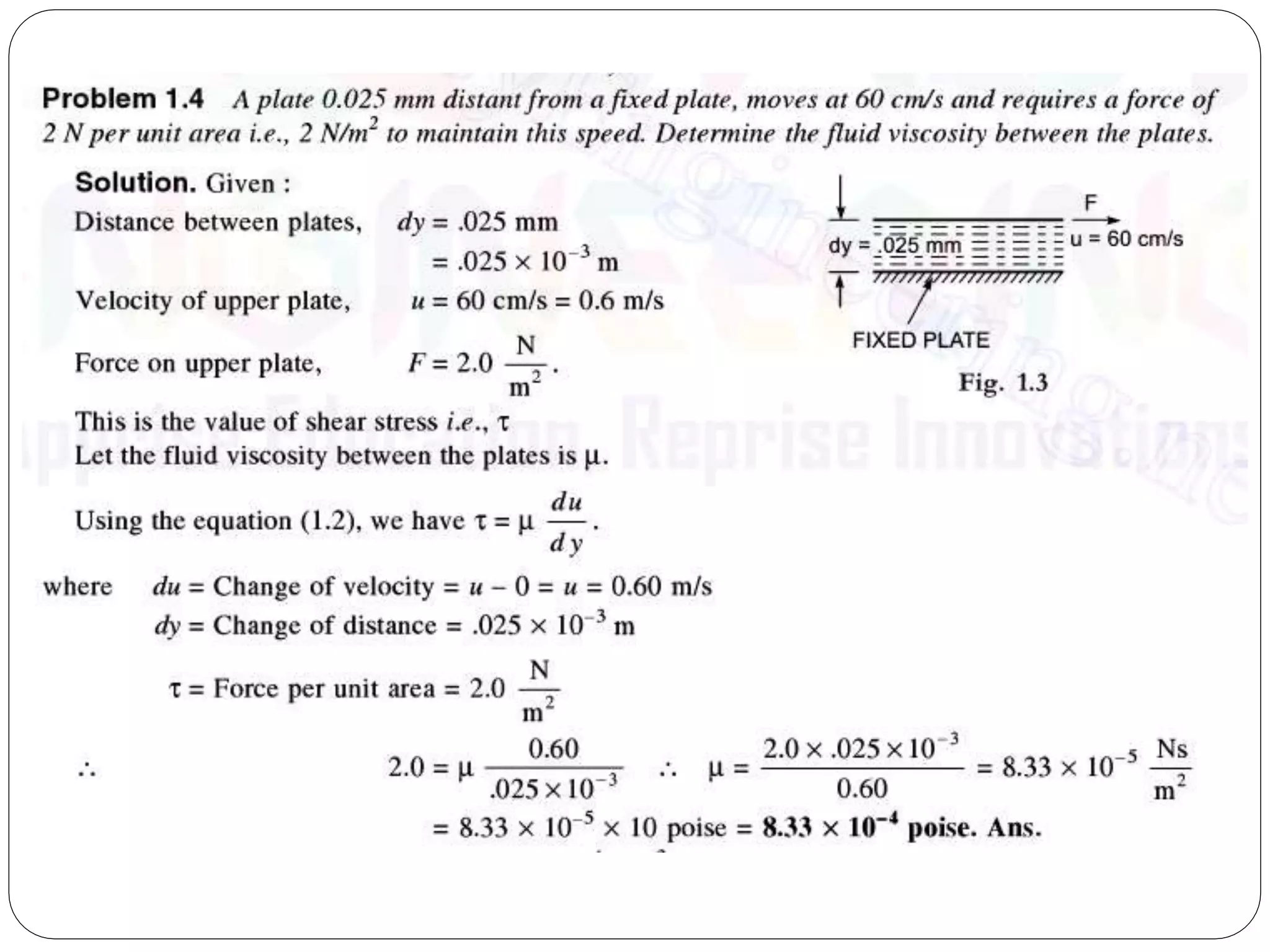 Fluid Mechanics - Problems on viscosity | PPTX