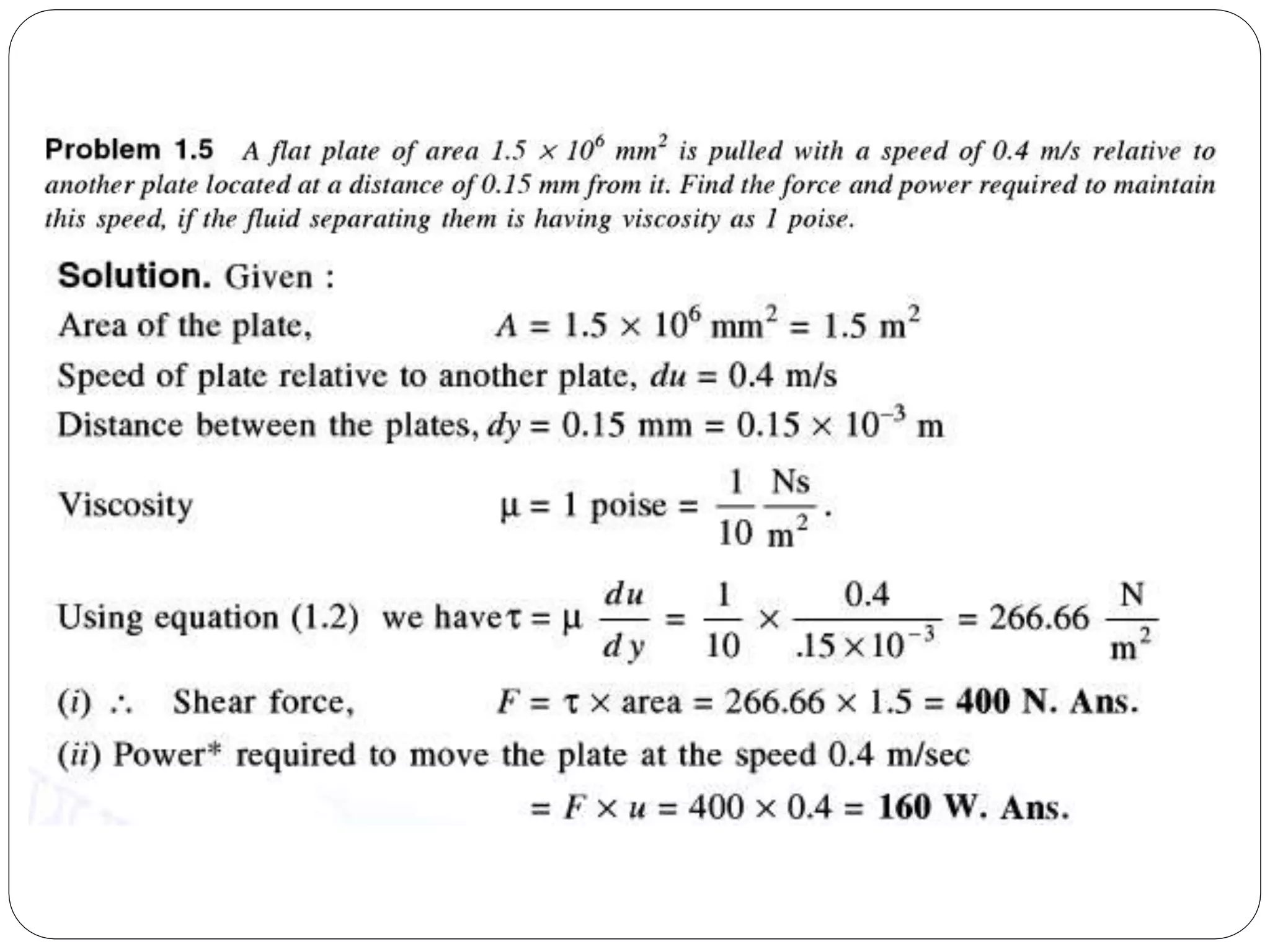 Fluid Mechanics - Problems on viscosity | PPTX