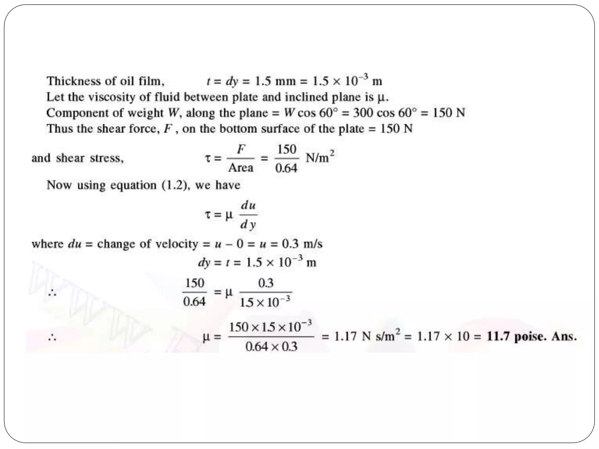 Fluid Mechanics - Problems on viscosity | PPTX