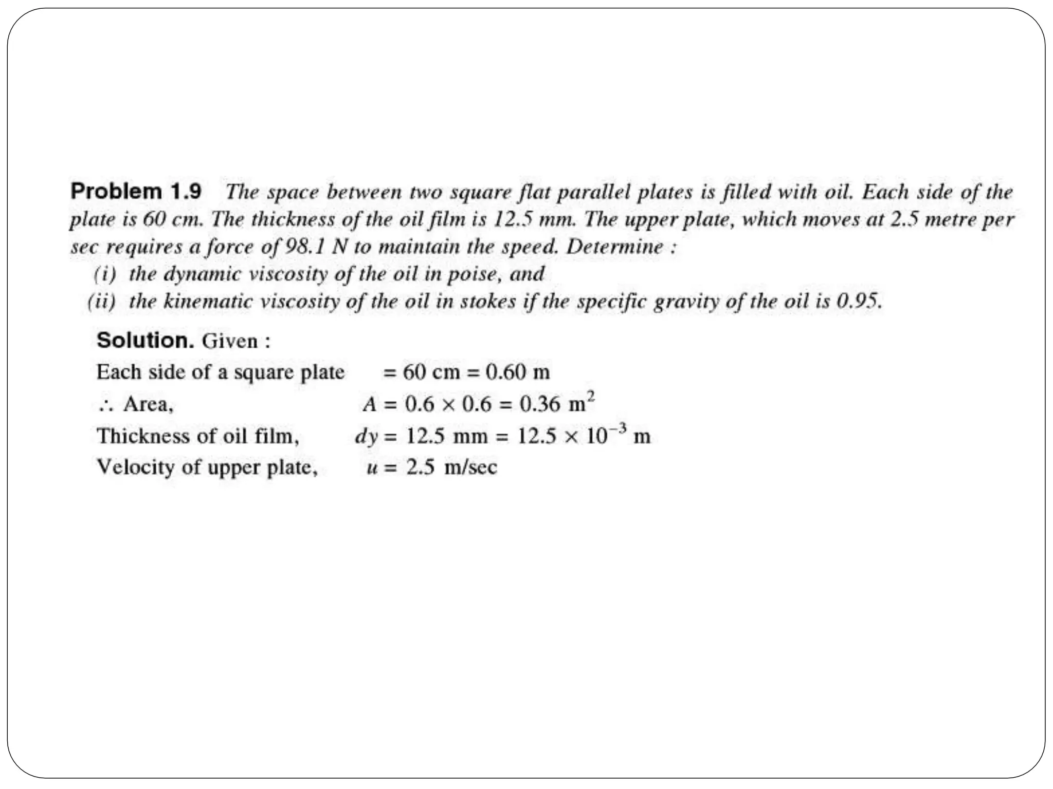 Fluid Mechanics - Problems on viscosity | PPTX