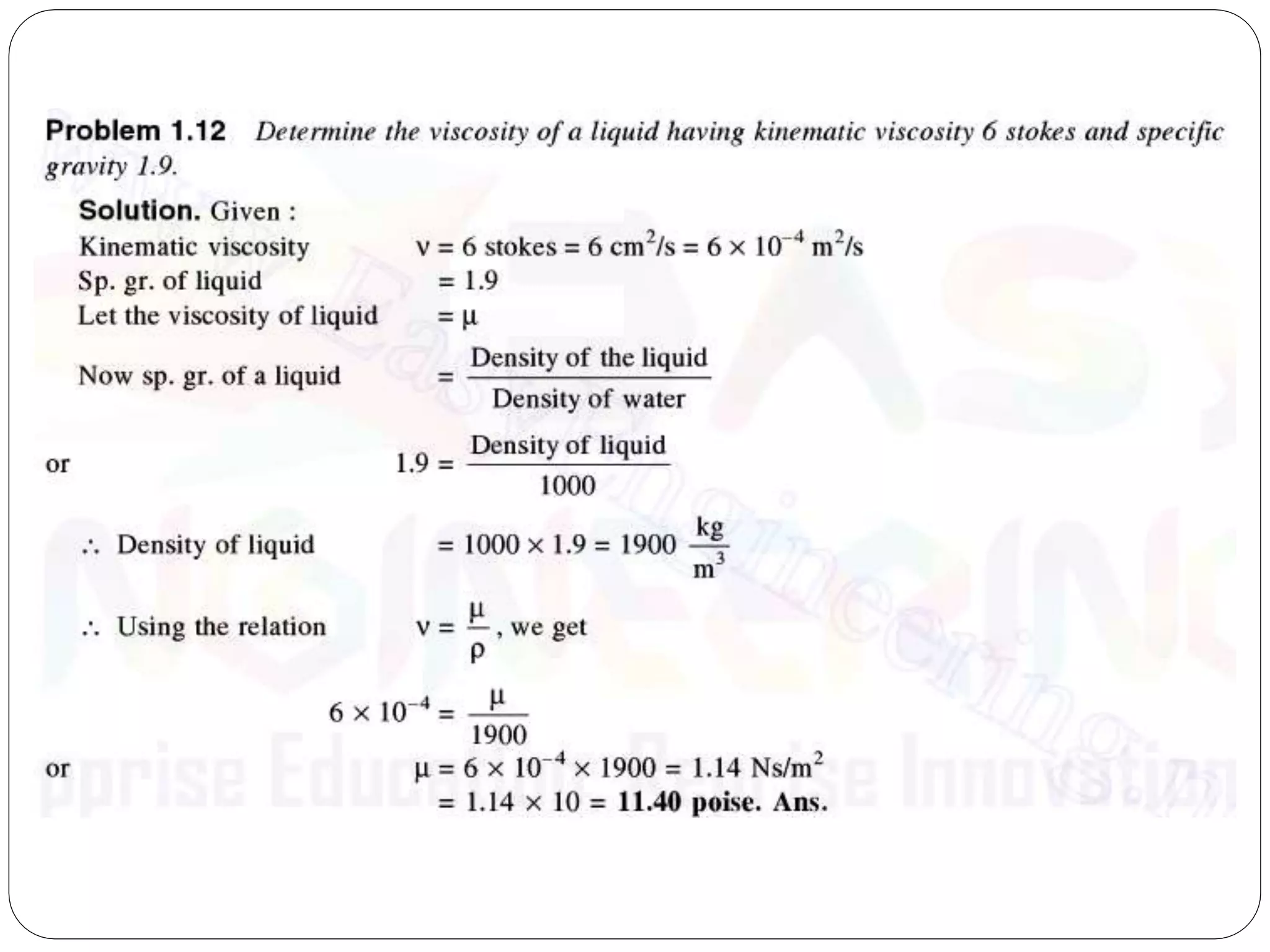 Fluid Mechanics - Problems on viscosity | PPTX
