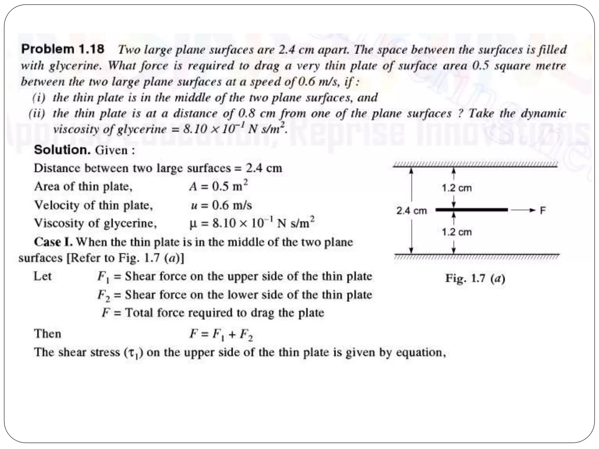 Fluid Mechanics - Problems on viscosity | PPTX