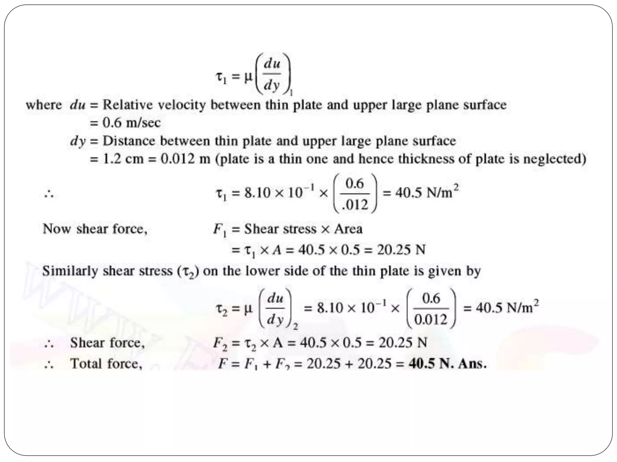 Fluid Mechanics - Problems on viscosity | PPTX