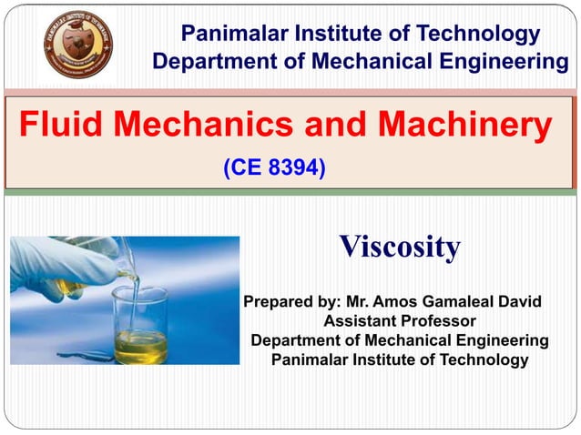 Fluid Mechanics - Problems on viscosity | PPTX