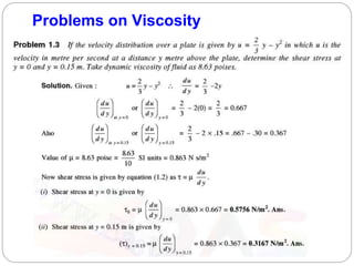 Fluid Mechanics - Problems on viscosity | PPTX