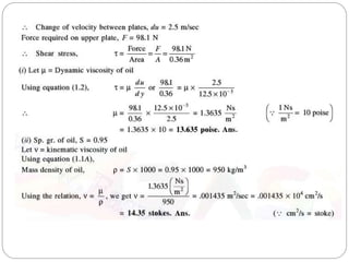 Fluid Mechanics - Problems on viscosity | PPTX