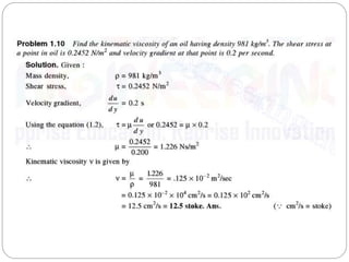 Fluid Mechanics - Problems on viscosity | PPTX