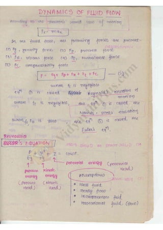 Fluid Mechanics 2 (FM) Mechanical Engineering Handwritten classes Notes ...