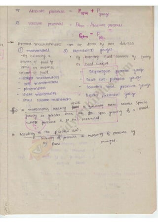 Fluid Mechanics 2 (FM) Mechanical Engineering Handwritten classes Notes ...