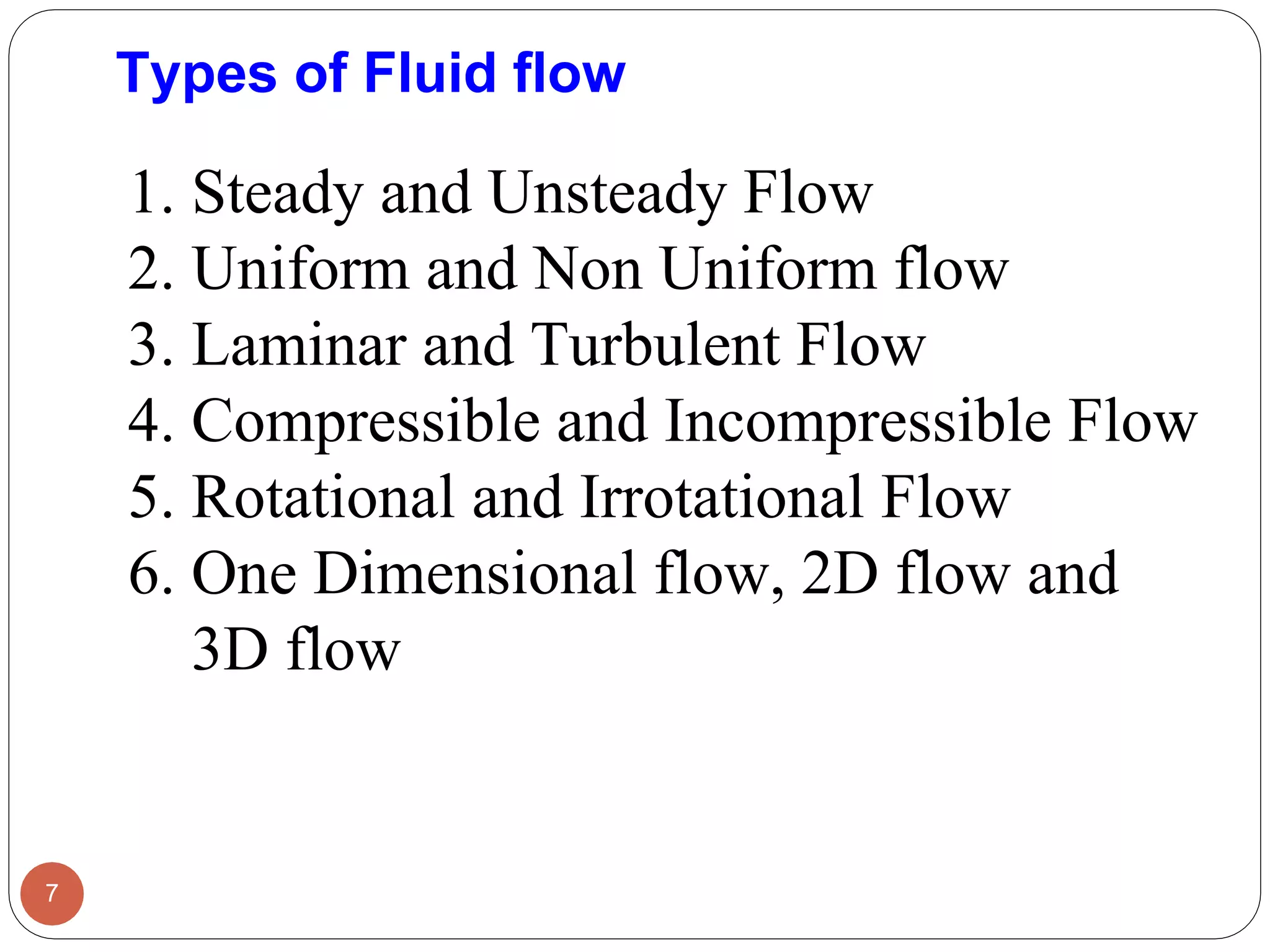 Fluid mechanics and machinery - Flow characteristics of Fluid | PPTX ...