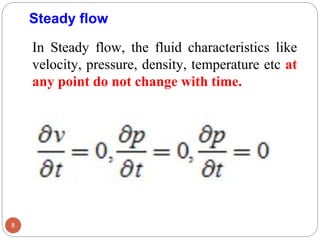 Fluid mechanics and machinery - Flow characteristics of Fluid | PPTX