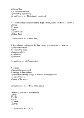 Fluid mechanics assignment | PDF