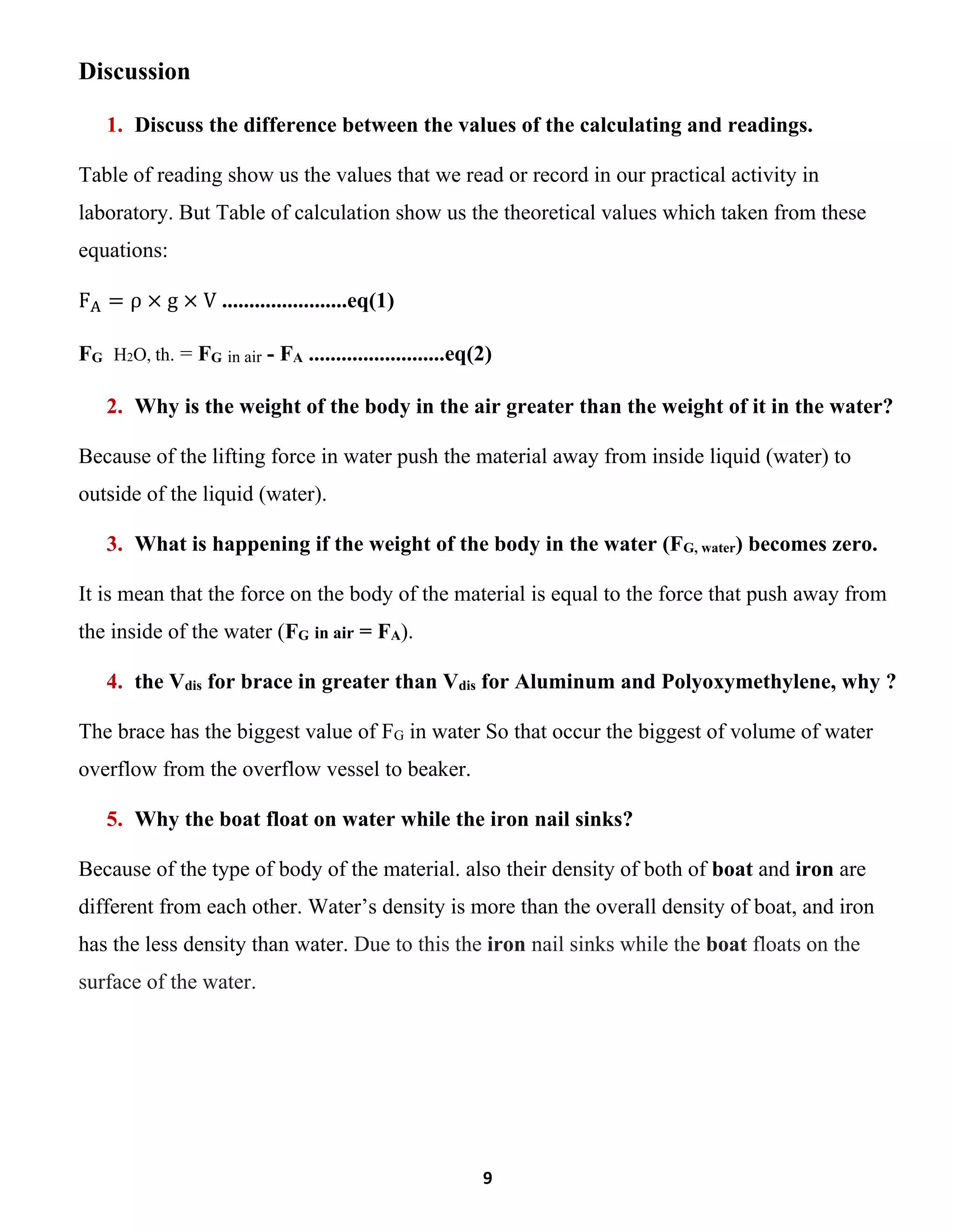 Fluid mechanics lab experiment 01_lifting force | PDF