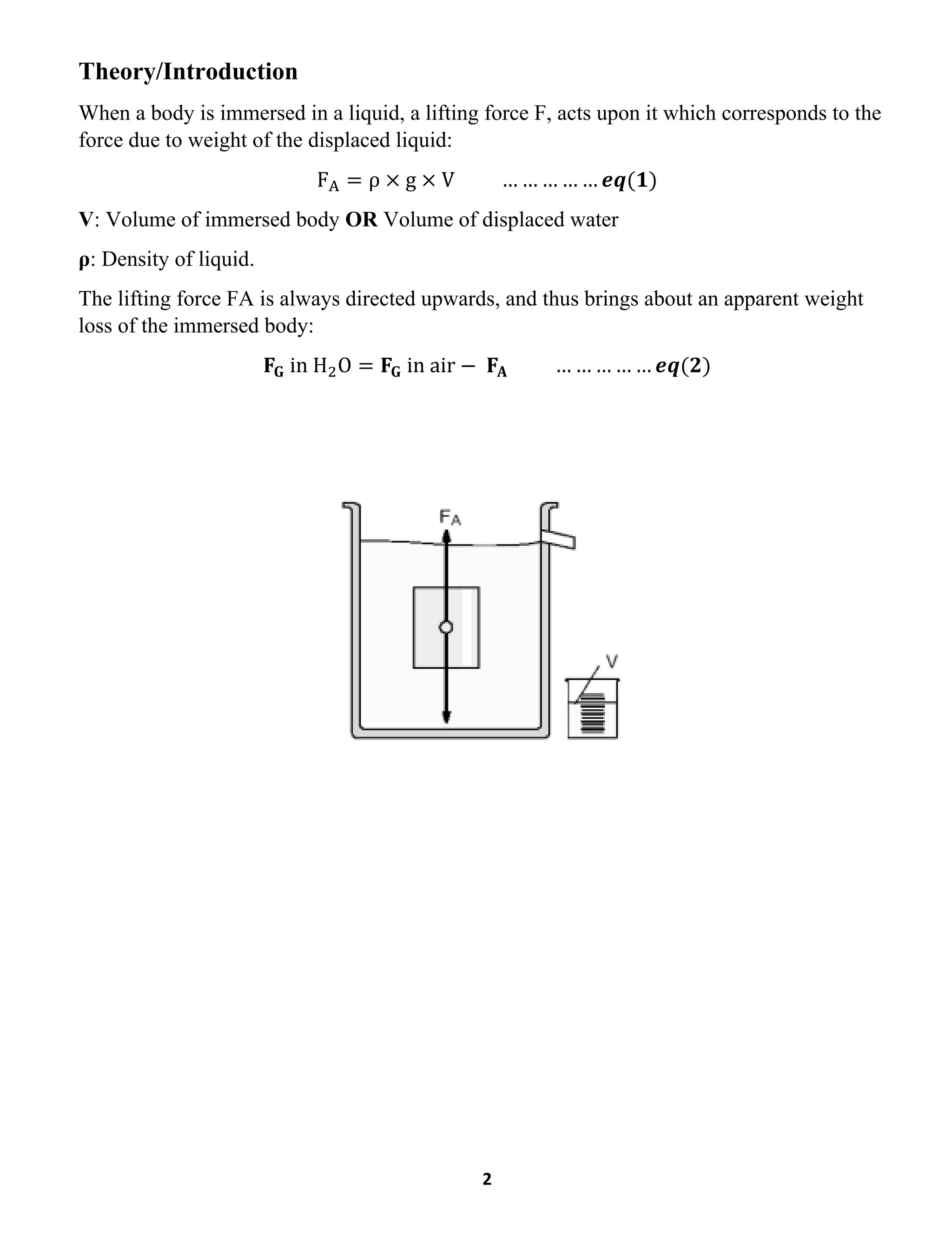 Fluid mechanics lab experiment 01_lifting force | PDF