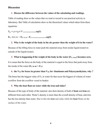 Fluid mechanics lab experiment 01_lifting force | PDF