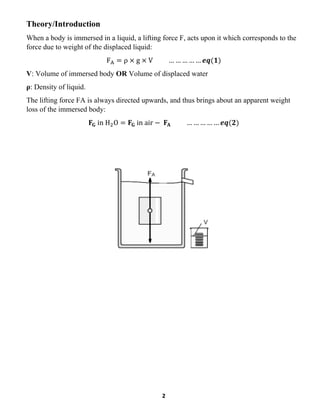 Fluid mechanics lab experiment 01_lifting force | PDF