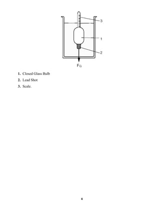 Fluid mechanics lab experiment 02_aerometer_hydrometer | PDF