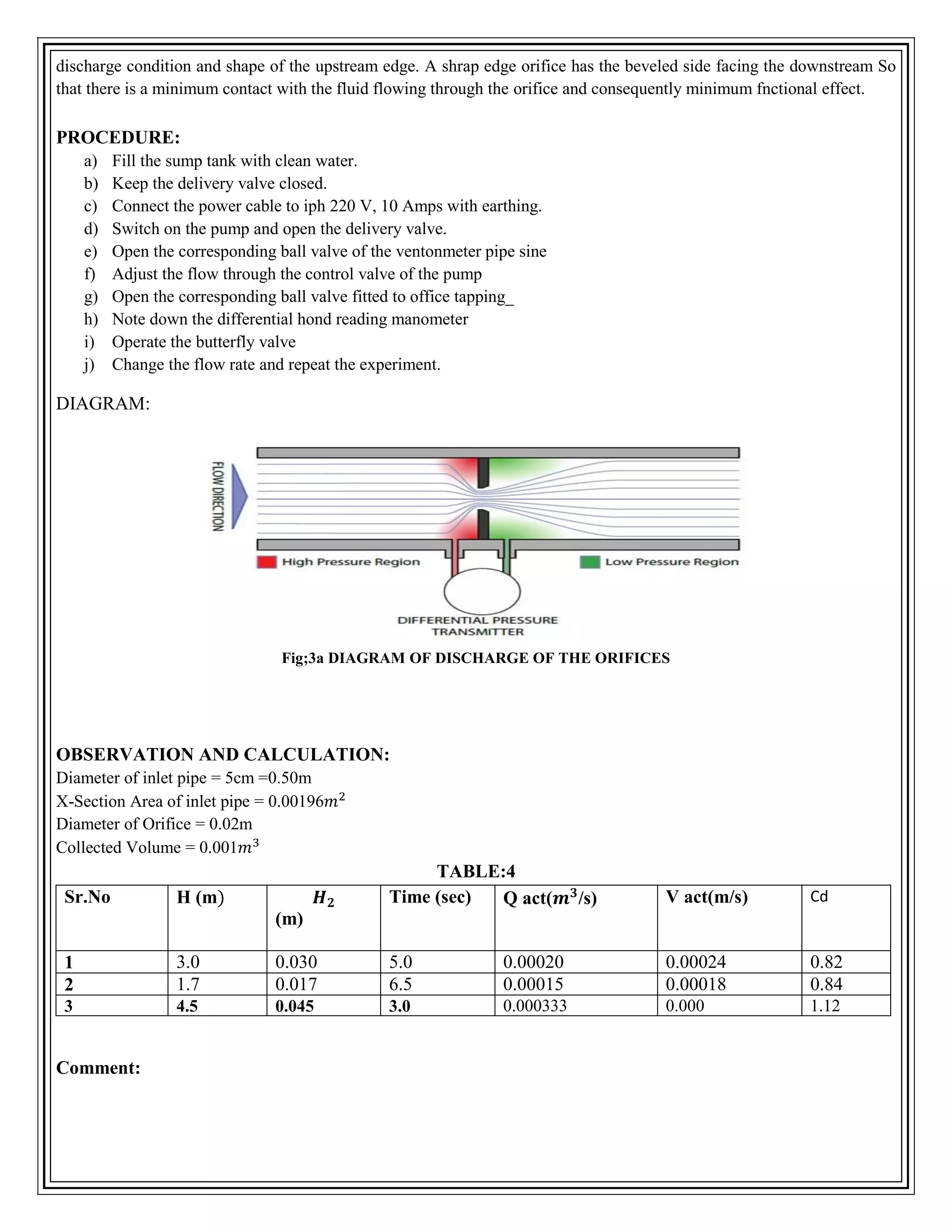 FLUID MECHANICS LAB MANUAL BSc Civil Technology 3rd Semster | PDF