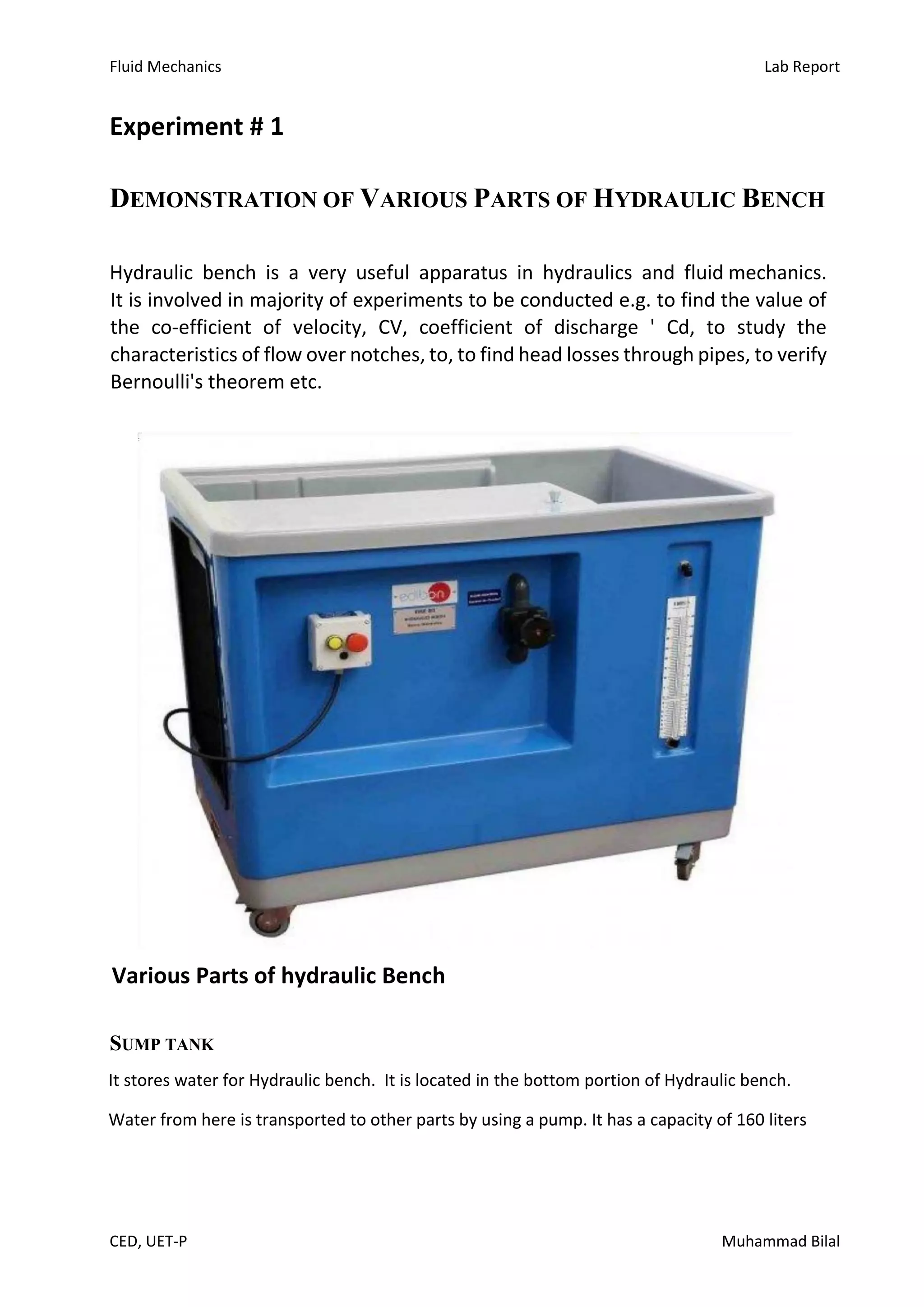 Fluid mechanics Lab Report | PDF