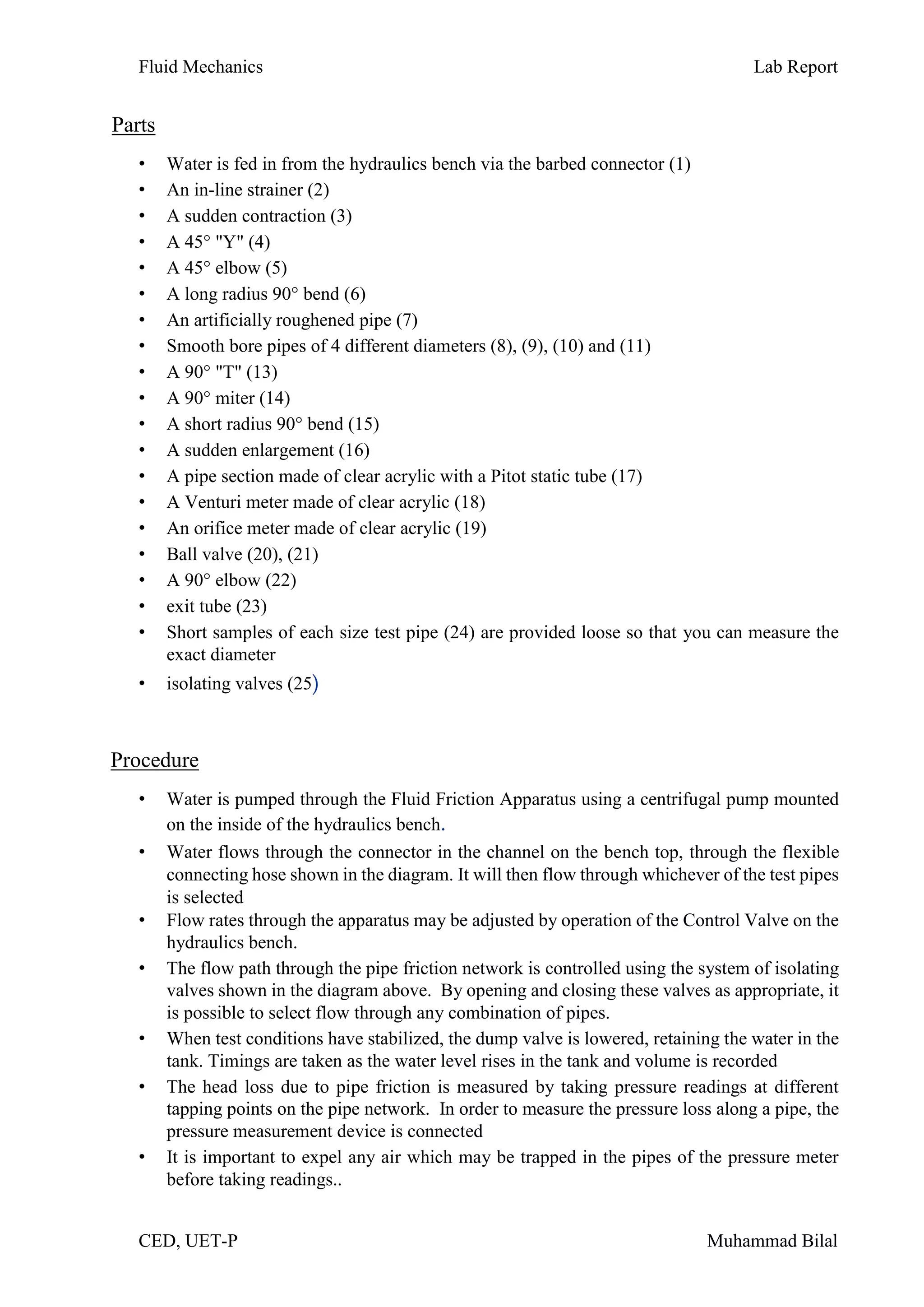 Fluid mechanics Lab Report | PDF