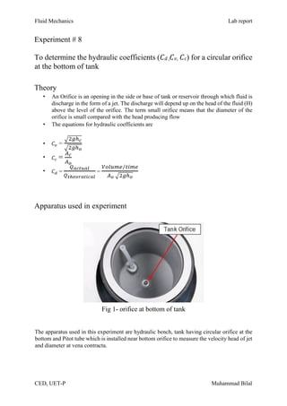 Fluid mechanics Lab Report | PDF