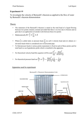 Fluid mechanics Lab Report | PDF