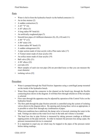 Fluid mechanics Lab Report | PDF