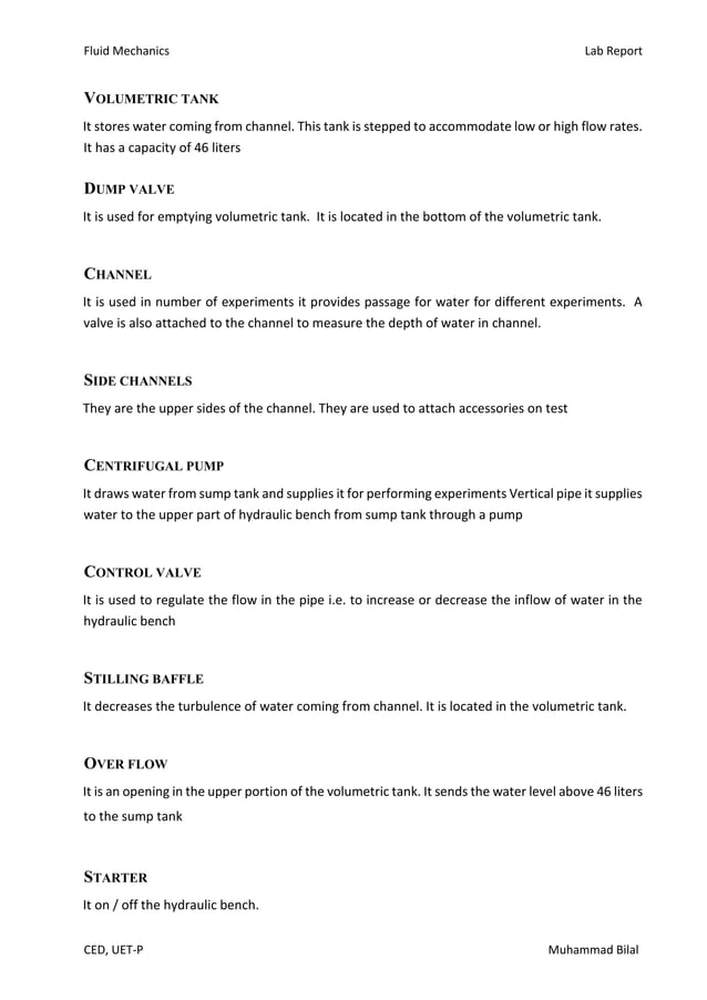 Fluid mechanics Lab Report | PDF