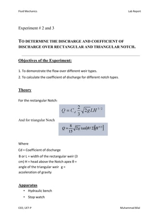 Fluid mechanics Lab Report | PDF