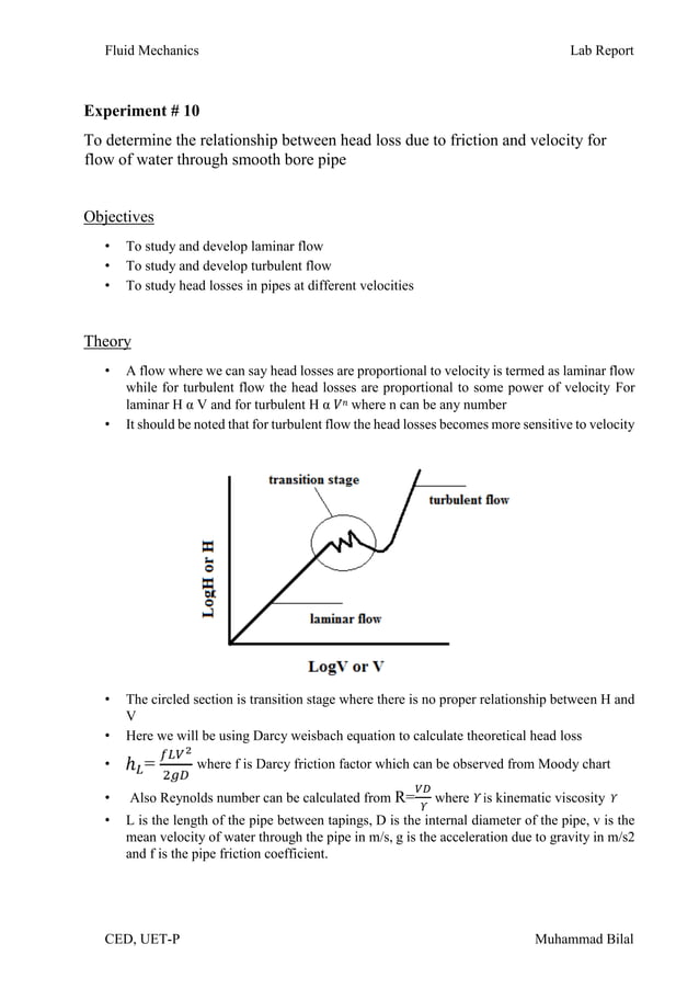 Fluid mechanics Lab Report