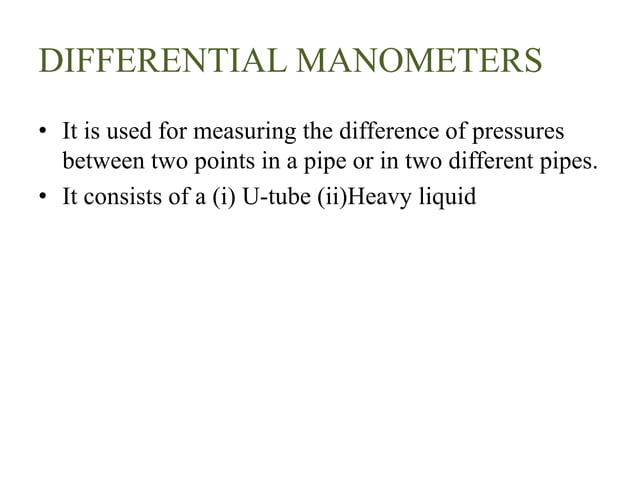 simple and differential manometers | PPTX | Physics | Science