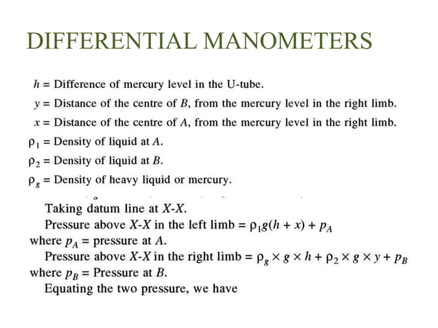 simple and differential manometers | PPTX | Physics | Science