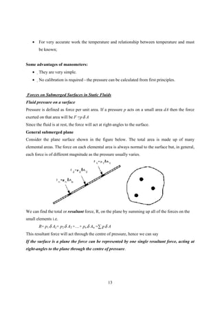 Fluid mechanics notes statics | PDF