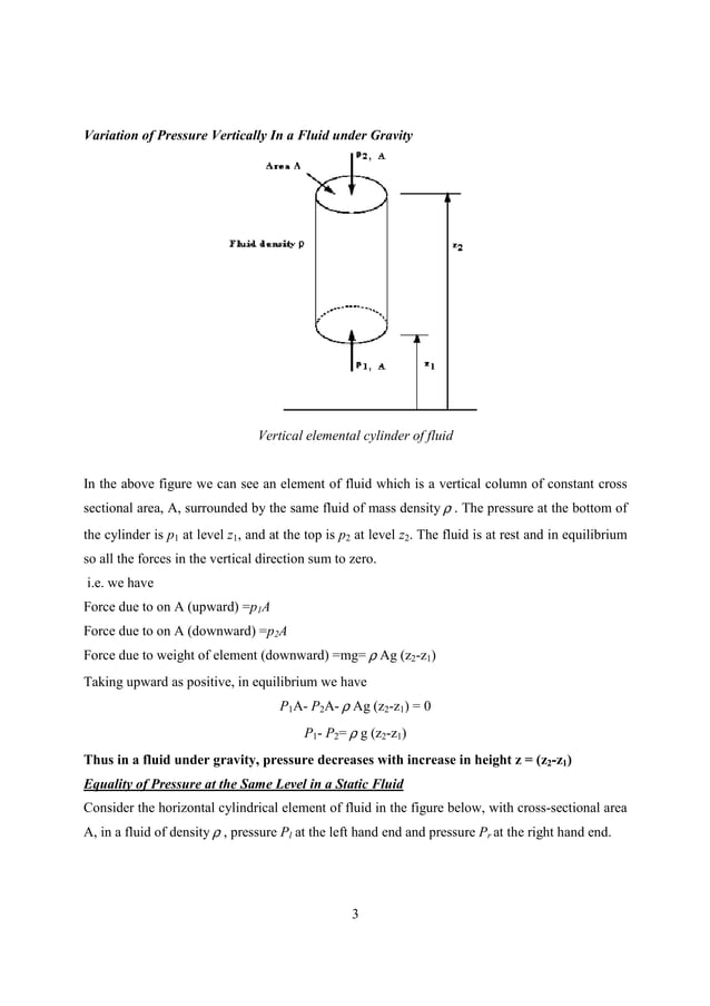 Fluid mechanics notes statics | PDF