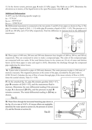 Fluid mechanics question bank | PDF