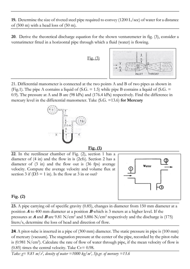 Fluid mechanics question bank | PDF